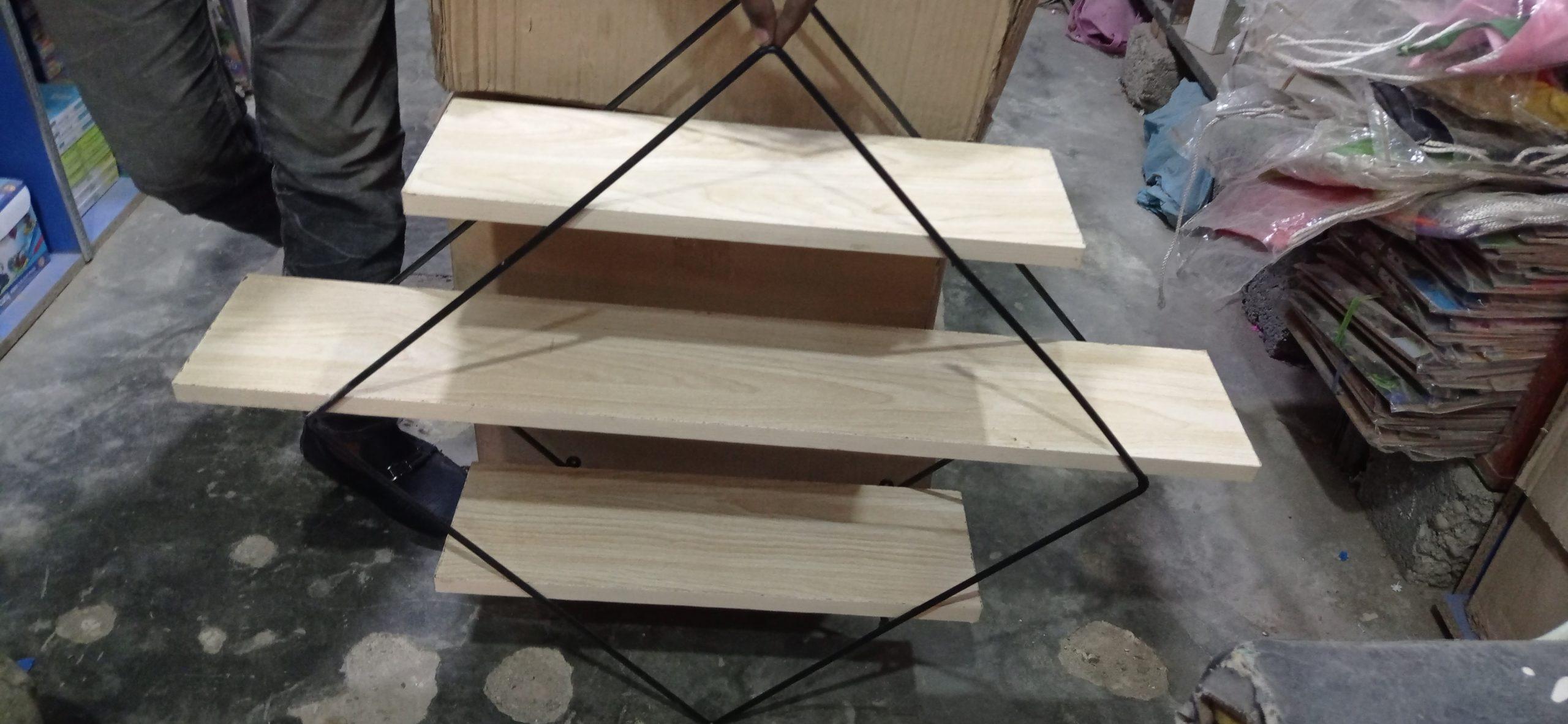 Iron Wall Mounted V Shape Square Rack with 3 Shelves for Wall Decor ...